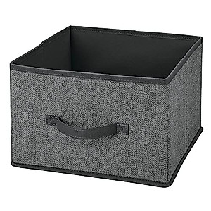 mDesign Fabric Bin for Cube Organizer - Foldable Cloth Storage Cube - Collapsible Closet Storage Organizer - Folding Storage Bin for Clothes and More - Lido Collection -10 Pack - Charcoal Gray/Black