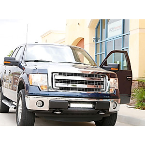 iJDMTOY Lower Grille Mount LED Light Bar Kit Compatible with 2009-14 Ford F-150 or Raptor, Includes (1) 96W High Power LED Lightbar, Lower Bumper Opening Mounting Brackets & On/Off Switch Wiring Kit