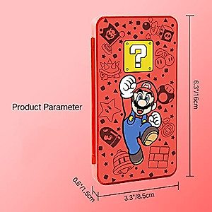 PERFECTSIGHT Cute Game Card Case for Nintendo Switch/ Switch Lite/ OLED, 24 Game Holder Cartridge Case for Game Cards and 24 SD Cards, Kawaii Portable Compact Storage Box (Red Mario, 24 Slots)