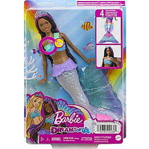 Barbie Dreamtopia Doll, Mermaid Toy with Water-Activated Light-Up Tail, Purple-Streaked Hair & 4 Colorful Light Shows