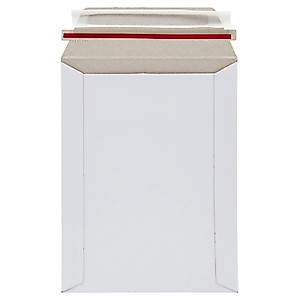 100 Pack Stay Flat Rigid Mailers 6x8, Self Adhesive Bulk White Cardboard Envelopes for Shipping Photo, Documents