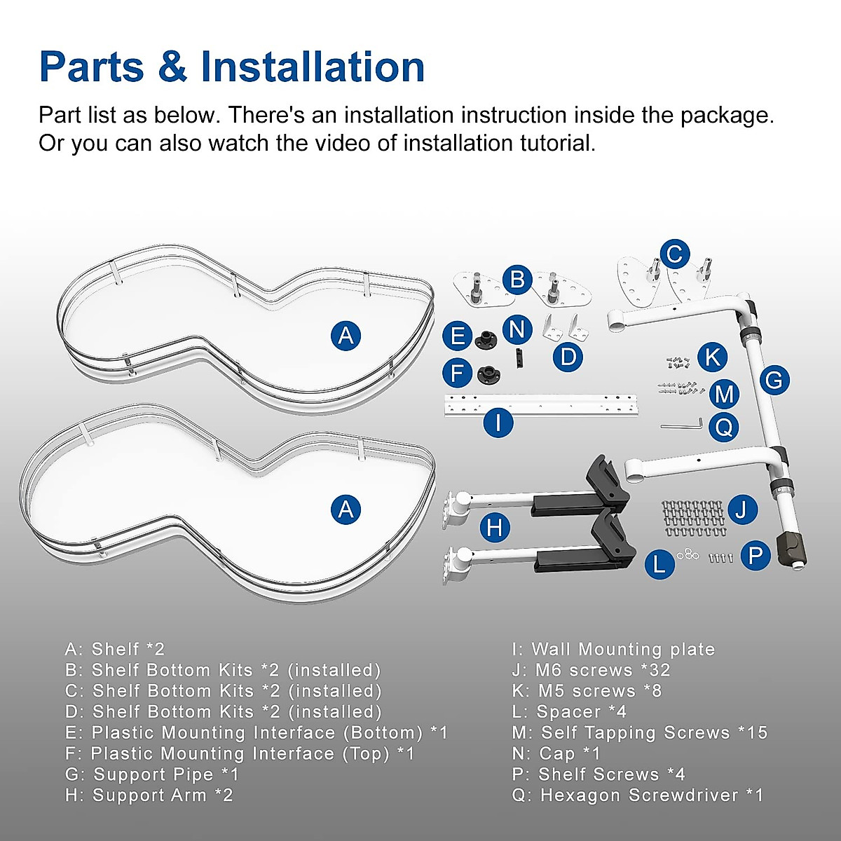 VADANIA Right Swing Pull Out Organizer for 32" Blind Corner Kitchen Cabinet, 2 Tiers Swing Tray, Soft Close, Right Handed Open
