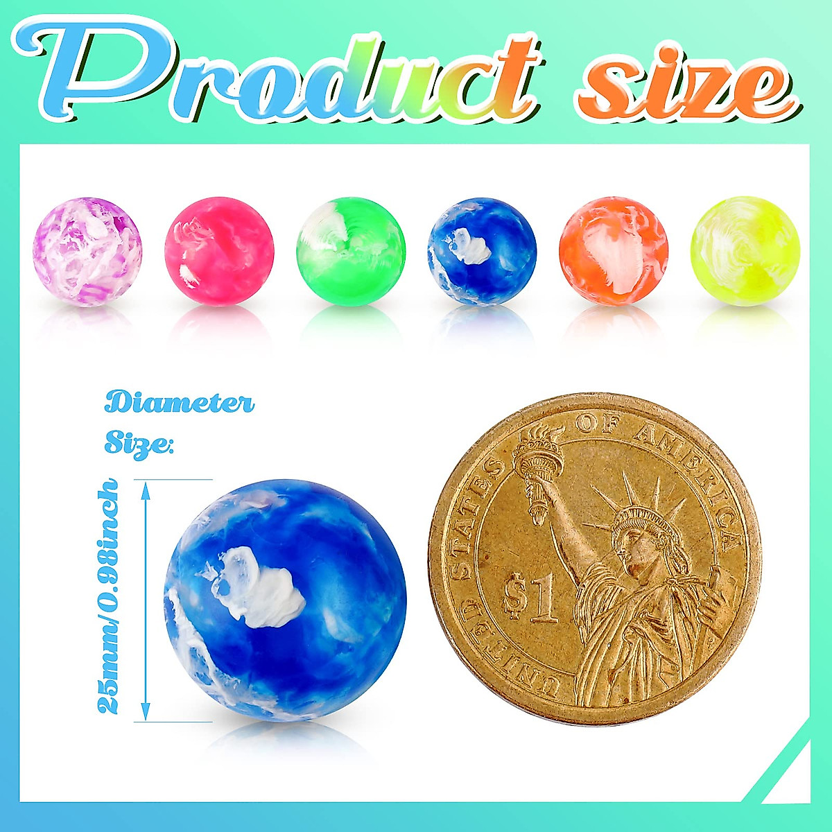 Sumind 500 Pcs Small Bouncy Balls in Bulk Rubber High Bouncing Balls Mini Bouncy for Birthday Party Favors Gift Game Prizes Vending Machines Fillers Outdoor Activities(0.98 Inch)