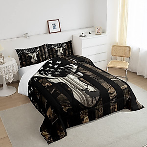 Castle Fairy Deer Antlers Camo Comforter Set Queen Size+Throw Pillow Cover 18x18 Inch