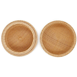 HOLLY TRIP 2PCS Small Round Unpainted Wooden Box, Wedding Ring Jewelry Boxes DIY Storage Trinket Bearer Box Container Case