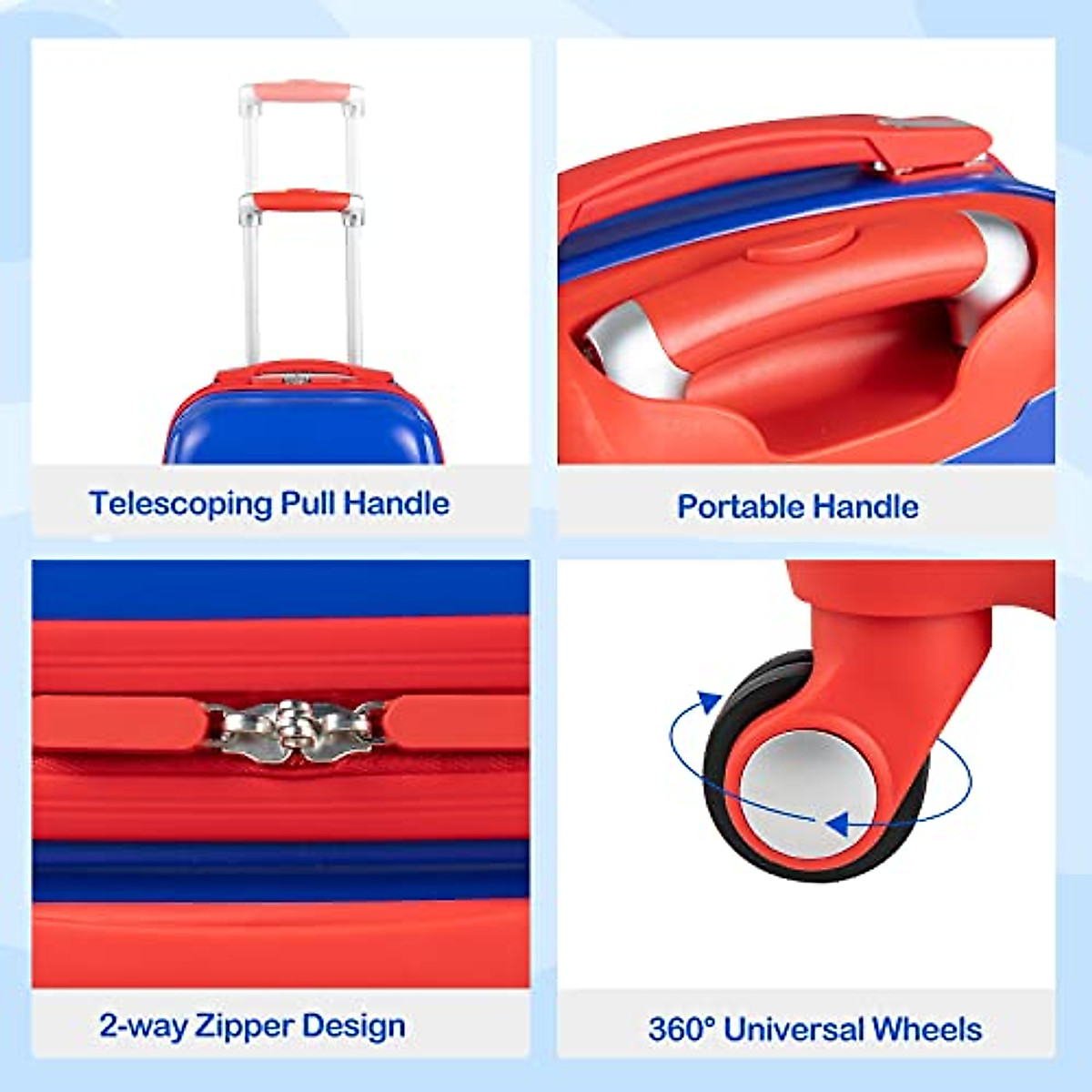 Olakids Kids Luggage Set, 12’’ Travel Backpack and 18’’ Carry on Suitcase with Rolling Spinner Wheels for Children Boys Girls, 2 Pcs Trolley Case Gift for Toddlers (Blue Dinosaur)