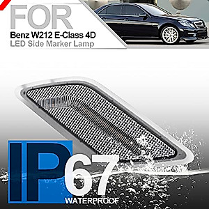 nsautolighting LED White Side Marker Lights Side Indicator Lamps for 2010-2013 Be'nz W212 E-Class 4D Sedan Wagons Clear Lens White LED Front Bumper Side Marker Light Replace OEM Sidemarker Lamps