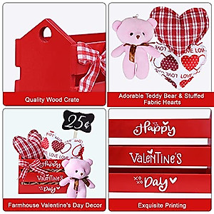 Valentines Day Decor Valentine Centerpiece Mini Wooden Crate Valentines Day Decoration, Valentine Gifts for Her Valentine's Day Farmhouse Decorations Tiered Tray Decor Mantel Shelf Decor