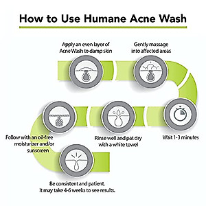 humane Regular-Strength Acne Wash - 5% Benzoyl Peroxide Acne Treatment for Face, Skin, Butt, Back and Body - 8 Fl Oz - Dermatologist-Tested Non-Foaming Cleanser - Vegan, Cruelty-Free