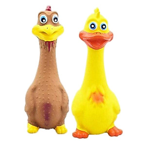 Gazechimp 2Pcs Shrilling Screaming Rubber Chicken Pet Dog Toy Squeaker Chew Gifts