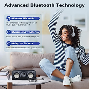 Bluetooth Receiver, Bluetooth Audio Adapter for Home Stereo, Speaker with AUX 3.5mm / RCA Input, Low Latency and HD Audio, Pair with Phone, PC, TV, Dual-Device Connection