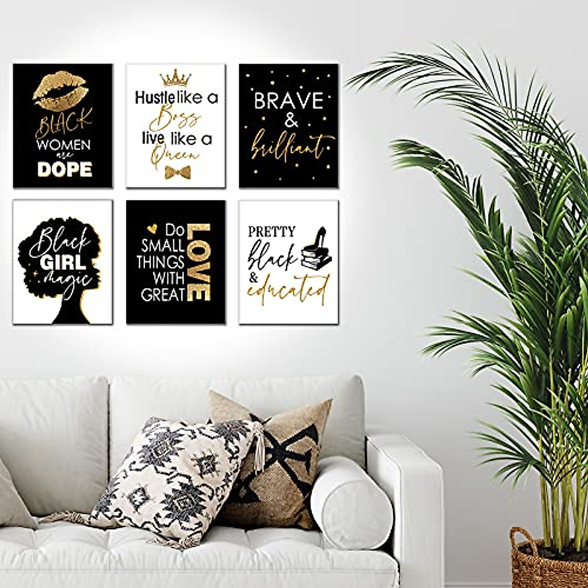 Inspirational Wall Décor Teen Black Girls Bedroom Décor Makeup Lash Lips Wall Art Poster, Motivational Design for African Women Bathroom Beauty Salon Room Spa Decor, 8 x 10 Inch, Unframed