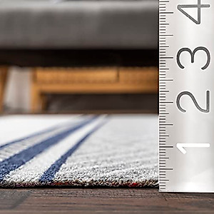 nuLOOM Ivey Modern Striped Indoor/Outdoor Fringe Area Rug, 8' x 10', Blue