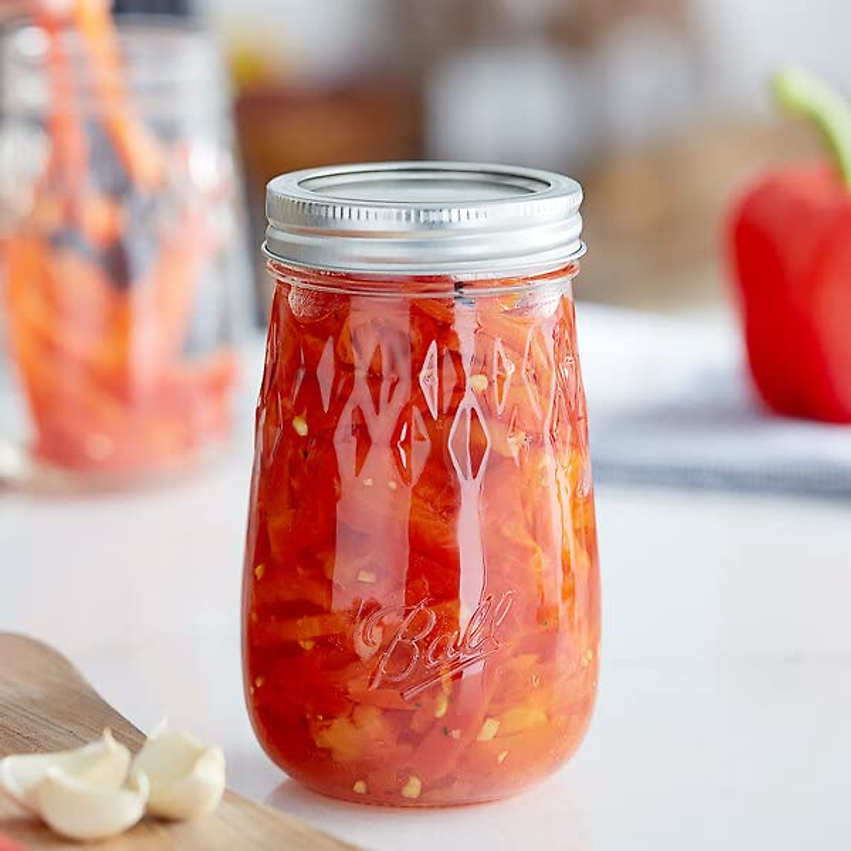 Ball Glass Flute Jars, 16 Ounces, 4 Pack