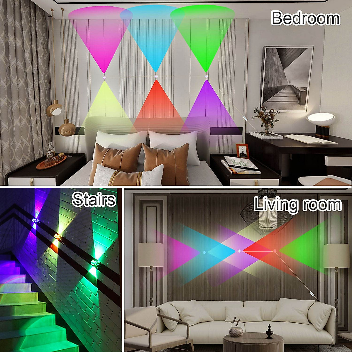 ACNCTOP Novelty Ambient and Mood Lighting 360° Rotating DIY Wall Art Decor RGB Bar LED Wall Light for Bedroom,Living Room,Room,Hallway,Stair,Modern Home Decoration