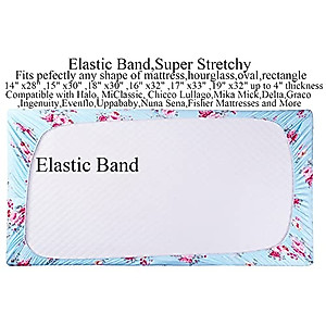 Floral Bassinet Sheet Set 3 Pack Jersey Knit Ultra Soft Stretchy Compatible with Halo,Graco,Dream On Me,MiClassic,Chicco Lullago,Delta,4Moms,Mika Micky Mattress and More for Baby Girl Boy Blue