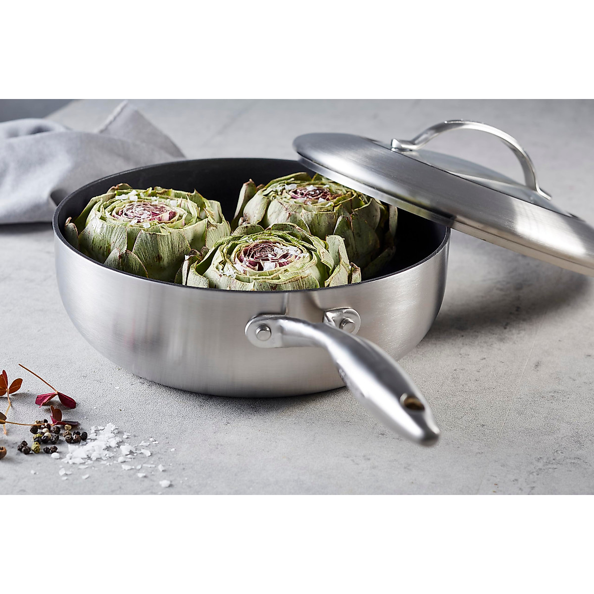 Scanpan - 65082600 CTX Covered Deep Sautè Pan, 4 Quart, Silver