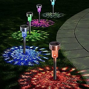 Solar Lights Outdoor Christmas, 12Pack Stainless Steel LED Landscape Pathway Lights Solar Powered, Solar Garden Lights for Pathway Driveway Yard & Lawn - Multicolor
