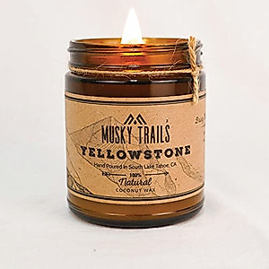 Yellowstone National Park Hand Poured Woodwick Crackle Coconut Wax Candle (8oz)