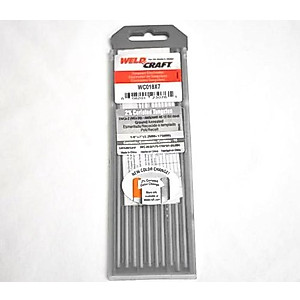 Miller Weldcraft WC018X7 2% Ceriated Tungsten Electrode 1/8" X 7", 10 pack