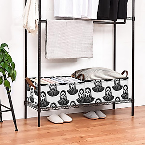 Exnundod Halloween Ghost Devil Storage Bins Black Mask Scream Stroage Basket Collapsible Storage Bin with Handles Organizing Closet Blanket Toys