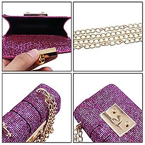 RARITYUS Sparkly Sequin Evening Bag for Women Glitter Crossbody Bag Clutch Shoulder Handbag with Chain Strap