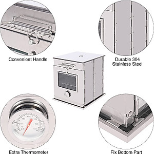 REDCAMP 14"H Foldable Camping Oven with 3 Tier Grill, Stainless Steel Portable Camping Stove for Baking Cinnamon Rolls, Breads and Muffins with Wood Burning Fire,Propane Stoves,Campers,Baking BBQ