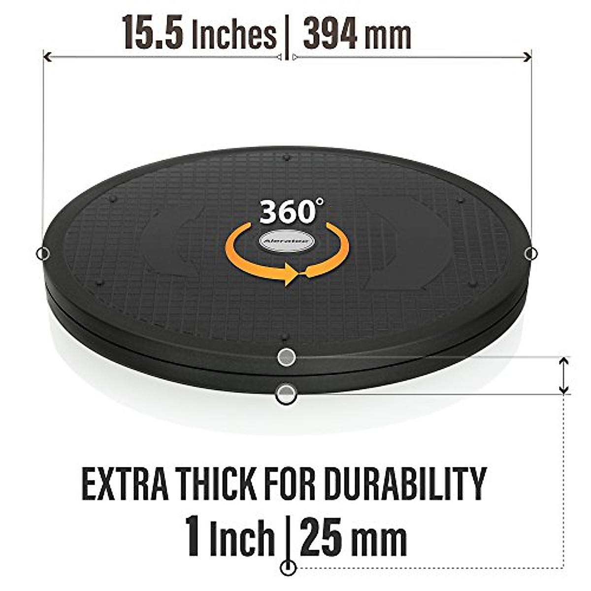 Aleratec Dual Sided Monitor/TV Swivel Stand | 360˚ Rotation Lazy Susan | Featuring Heavy Duty Carousel 250 lbs Capacity, 15.5" | Media Console, Entertainment Center for Living Room Bedroom, Black