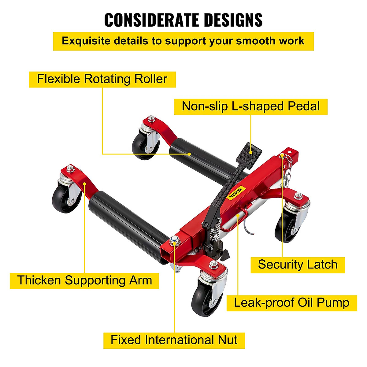VEVOR Wheel Dolly, 2pcs Car Dolly, 1500 Lbs Capacity Car Jack Dolly, 12'' Wheel Jacks for Cars, Vehicle Positioning Hydraulic Tire Jack, Heavy Duty Ball Bearings Skate for Vehicle Car Auto Repair