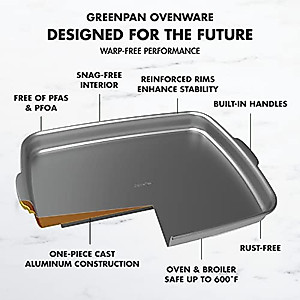 GreenPan Premiere Ovenware Healthy Ceramic Nonstick 1 lb. Loaf Baking Pan, Cast Aluminum, Warp-Free, Oven and Broiler safe to 600F,Dishwasher Safe, PFAS-Free, Gray