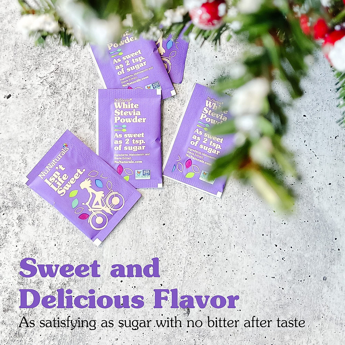 NuNaturals White Stevia Powder, All Purpose Natural Sweetener, Sugar-Free, 100 Packets