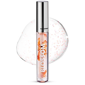 Blossom Moisturizing and Hydrating Shimmer Sparkle Lip Oil with Olive Oil + Grape Seed Oil, Infused with Real Flowers, 3g, Watermelon
