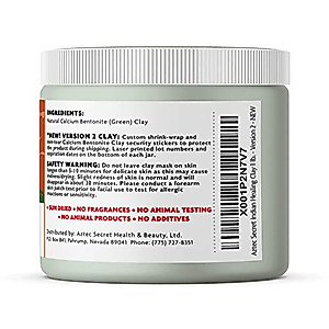 Aztec Secret– Indian Healing Clay 1 lb – Deep Pore Cleansing Facial & Body Mask – The Original 100% Natural Calcium Bentonite Clay – New Version 2