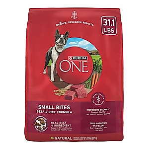 Purina ONE Small Bites Beef and Rice Formula Small High Protein Dry Dog Food Natural with Added Vitamins, Minerals and Nutrients - 31.1 lb. Bag