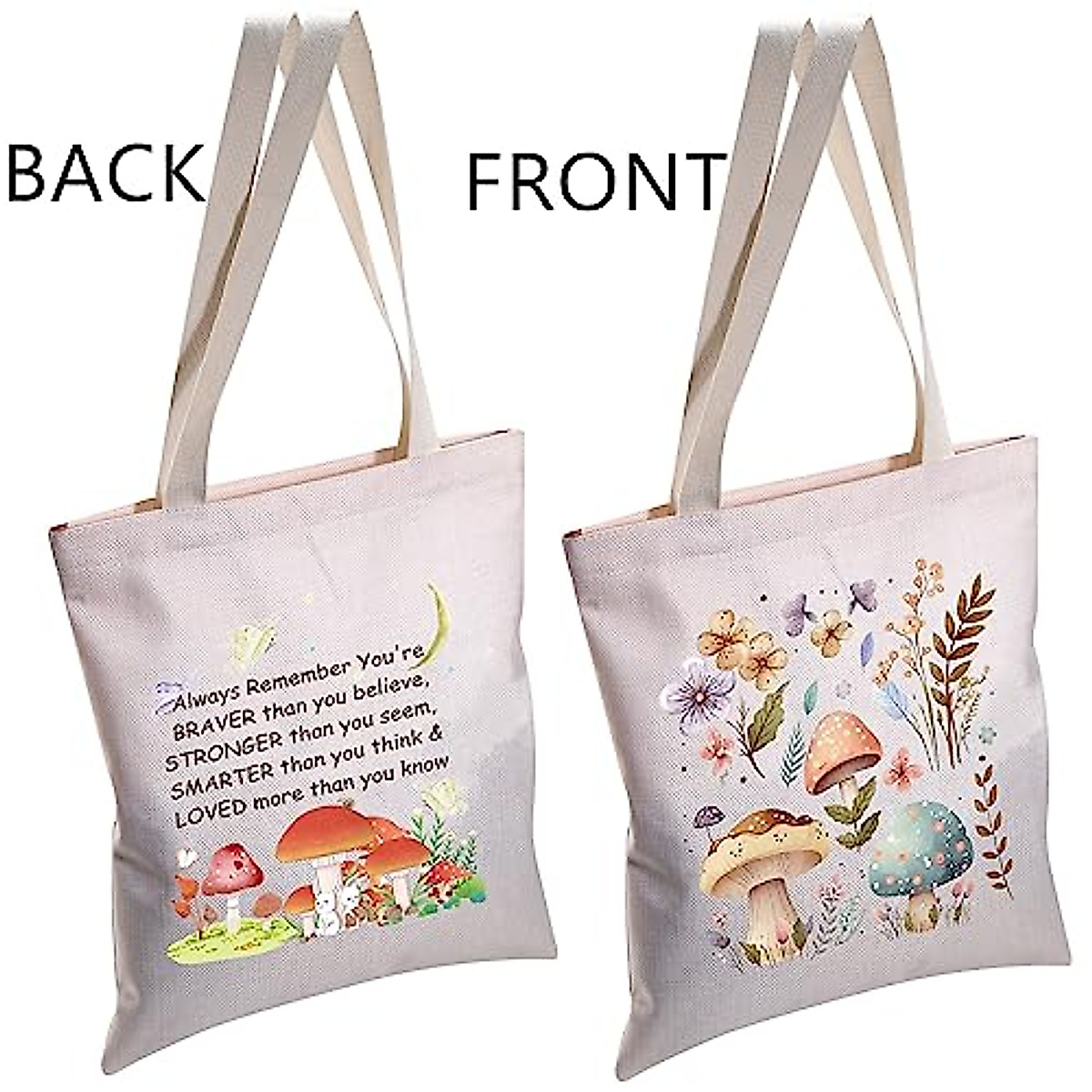 CMNIM Mushroom Tote Bag Canvas Aesthetic Mushroom Canvas Tote Bag for Women Reusable Grocery Bag School Book bag Tote (Mushroom Tote Bag)