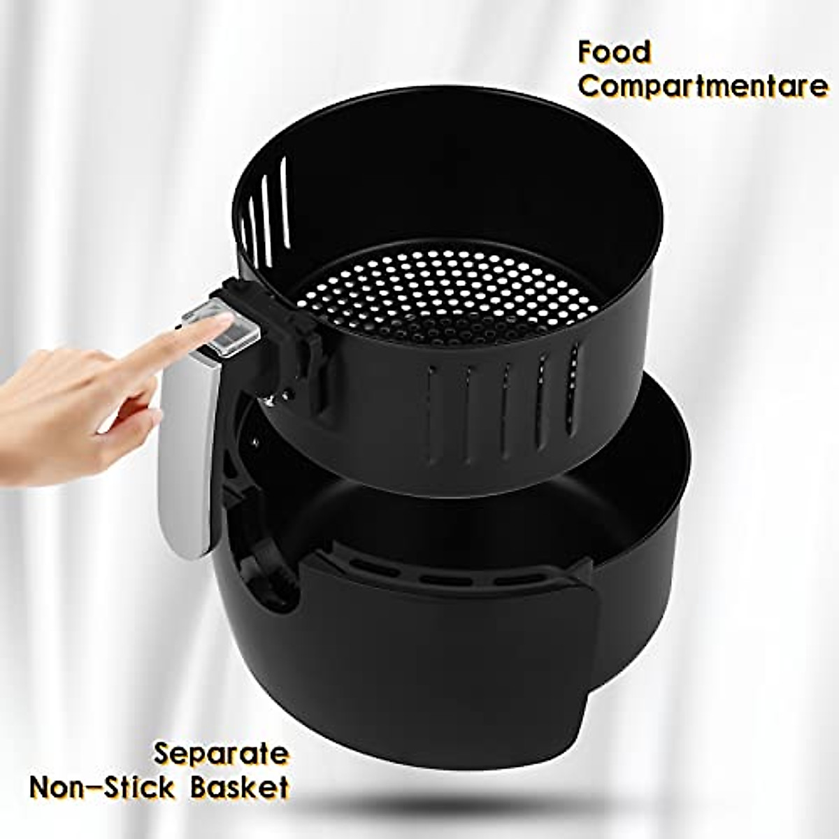 iRUNTEK Small 7-in-1 Air Fryer, 1400W 4 Quart Air Fryer for Healthy Cooking, Using Friendly, LED Display, Separate Non-stick Basket, Black