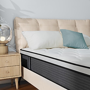 QUEEN ROSE Queen Size Mattress, 12 Inch Pillow Top Hybrid Mattress in a Box, Gel Memory Foam & Individually Pocket Innerspring Bed, Medium Firm CertiPUR-US Certified & Fiberglass Free