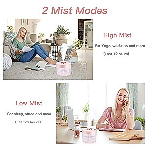 Mini Humidifier, 780ml Cool Mist Humidifier Wireless with Night Light for Baby, Bedroom and Office, 2 Mist Modes, 25dB Whisper Quiet, Auto Power Off - Rose Gold