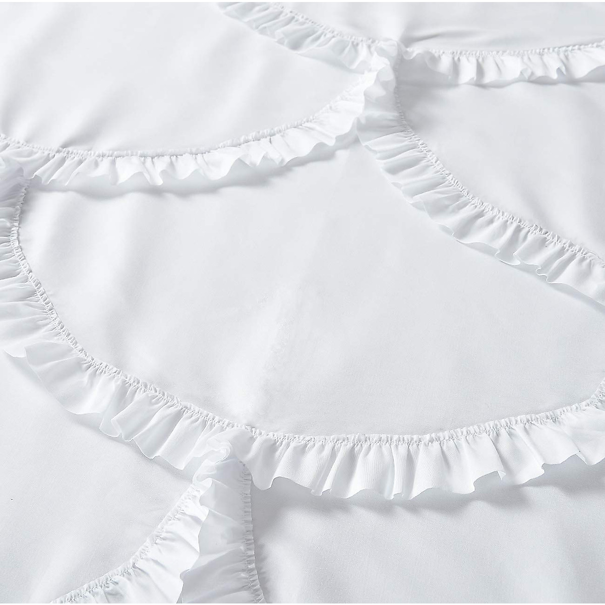 DOSLY IDÉES White Ruffle Fabric Shower Curtain for Bathroom,Mermaid Pattern,Farmhouse,Country Rustic,Cute,Washable and Waterproof,72x84 Inch Long