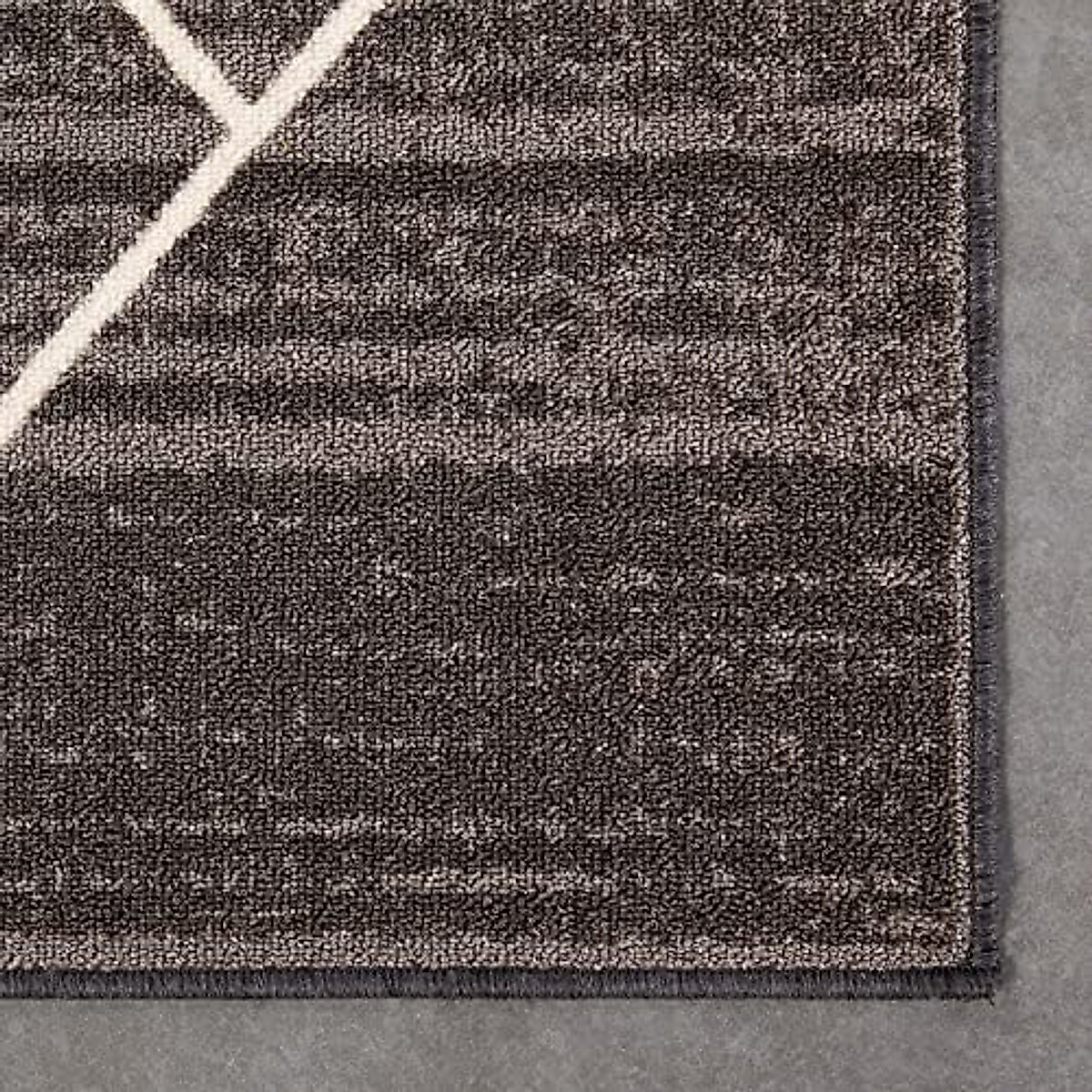 Well Woven Non-Slip Rubber Back (5' x 7') Diamond Lattice Print Grey Thin Pile Machine Washable Indoor Outdoor Area Rug