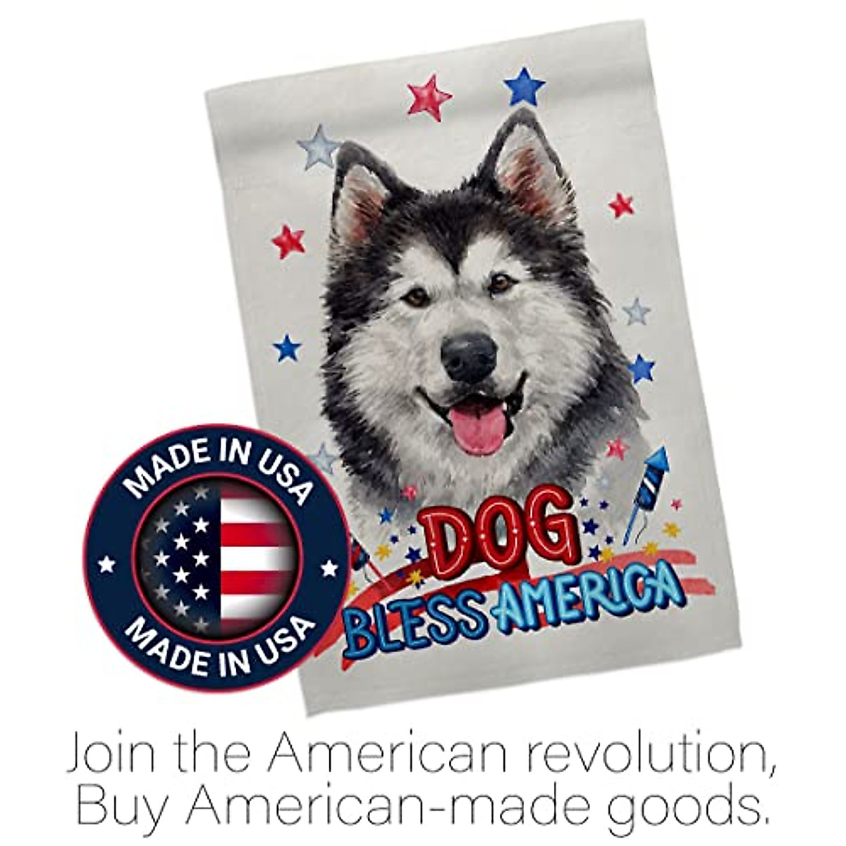 Breeze Decor Patriotic Siberian Husky Garden Flag Set Wood Dowel Dog Puppy Spoiled Paw Canine Fur Pet Nature Farm Animal Creature House Banner Small Yard Gift Double-Sided, Made in USA