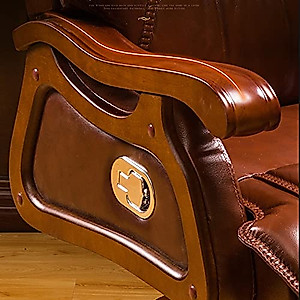 MayNuo Office Chair Gaming Chair Computer Chair Genuine Leather Home Solid Wood Swivel Chair Office Reclining Executive Chair Computer Mini Massage Chair