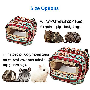 RIOUSSI Guinea Pig Bed Warm House Hideout for Hedgehogs Dwarf Rabbits Bunnies Squirrels Chinchillas and Other Small Animals Without Bottom. L, Ethnic Without Bottom.