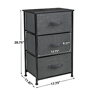 Sorbus Nightstand with 3 Drawers - Bedside Furniture & Night Stand End Table Dresser with Steel Frame, Wood Top, Easy Pull Fabric Bins for Home, Bedroom Accessories, Office & Dorm