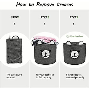 Large Storage Laundry Basket - Woven Blanket Basket Laundry Hamper for Toys Blankets Towels Clothes Throws 15.4" x 13.8"