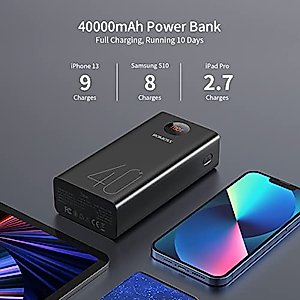 ROMOSS 40000mAh Power Bank, 18W PD USB C Fast Charging Portable Phone Charger, 3 Outputs and 2 Inputs External Battery Pack with LED Display for iPhone 14/13/13 Pro Max, iPad, Samsung Galaxy and More