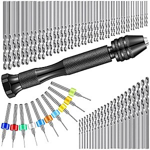 95 Pieces Hand Drill Bits Set, Black Pin Vise Hand Drill, 74 Pieces Micro Twist Drill Bits and 20 Pieces PCB Mini Drill Bits for Resin Polymer Clay Craft DIY Jewelry (0.1-1mm, Random Color Bits)