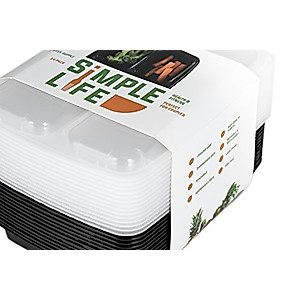 Meal Prep Haven Stackable Reusable 3 Compartment Food Containers with Lids, Set of 7