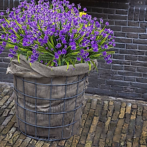 Molioon 8 Bundles Artificial Flowers Outdoor UV Resistant No Fade Faux Plastic Plants Fake Shruns for Garden Porch Home Wedding Window Decor (Purple-1)