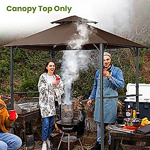Grill Gazebo Replacement Canopy Top Roof, EasyLee 5x8 Canopy Top Cover, Double Tiered BBQ Gazebo Cover, Fits for Gazebo Models L-GG001PST and L-GZ238PST(Khaki)